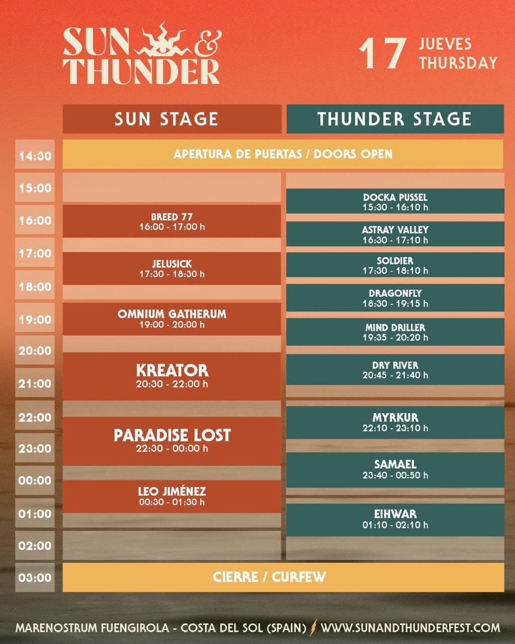 Horarios - Sun & Thunder Fest 2026